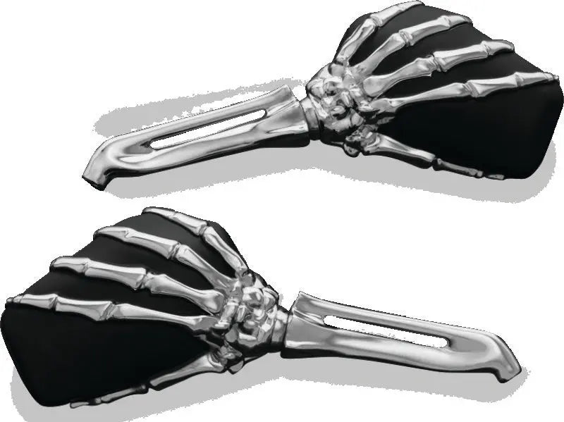 Kuryakyn Skeleton Hand Mirrors Chrome/Black - eliteracefab.com