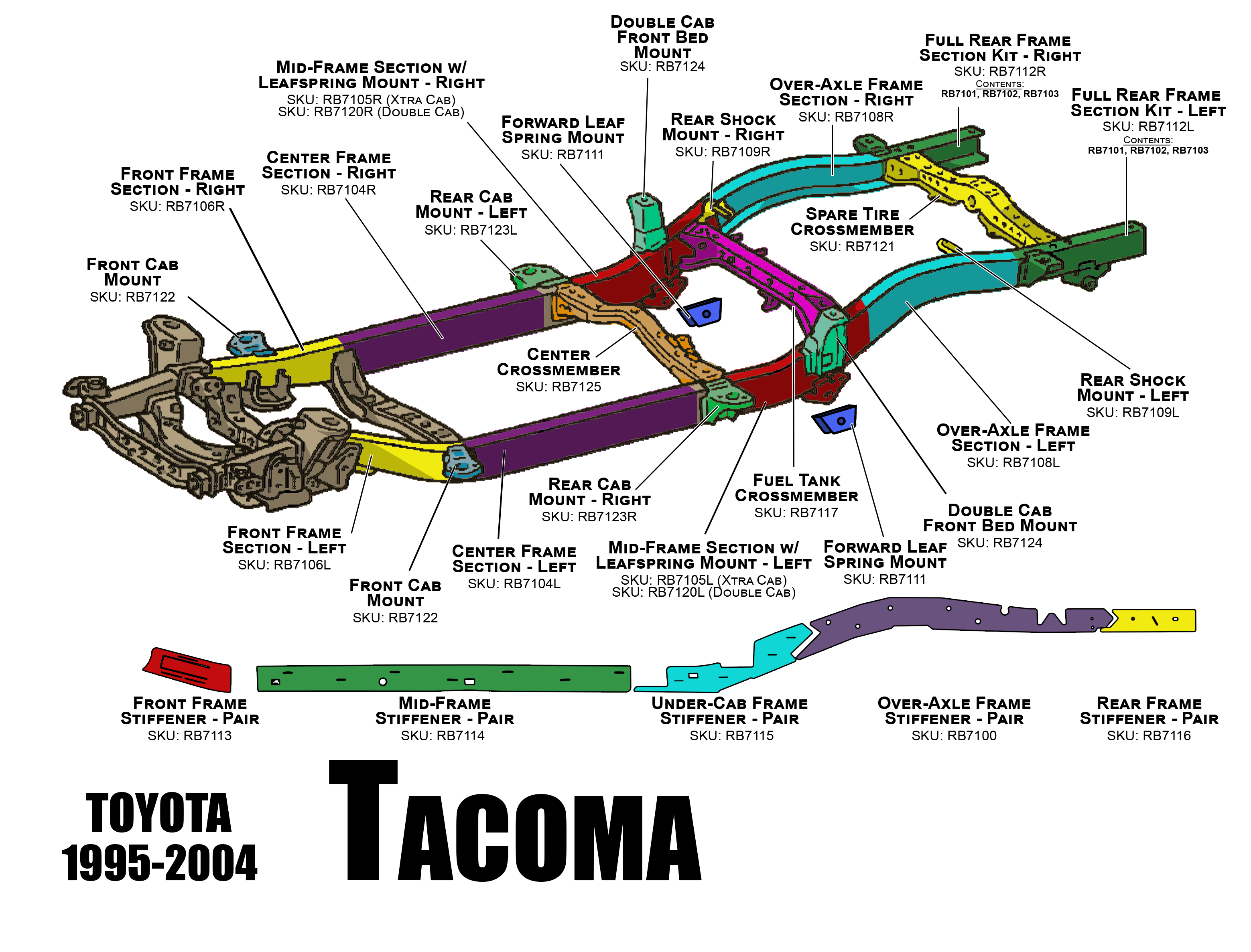 Rust Buster 95-04 Toyota Tacoma Rear Frame Section - Left Side