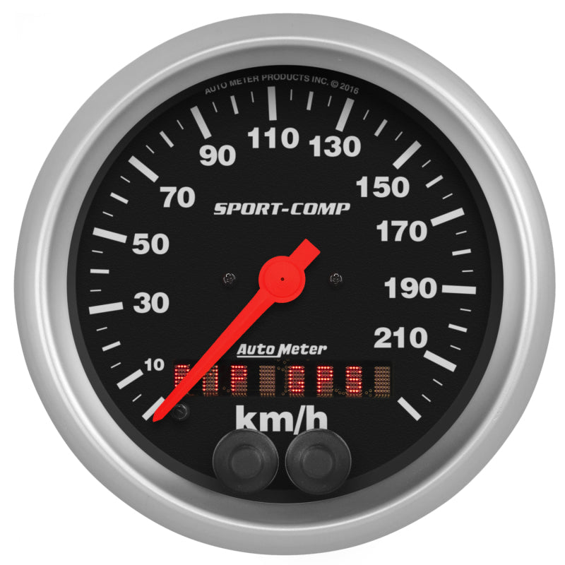 Autometer SportComp 33/8in. 0225KM/H (GPS) Speedometer Gauge 3982M