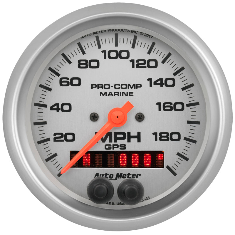 Autometer Gauge GPS Speedometer 3-3/8in 200 MPH Marine Silver Gauge 20
